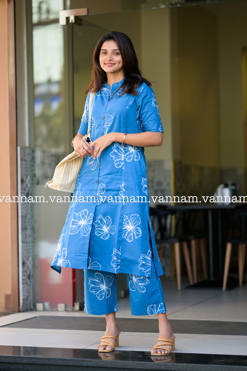 Blue Breeze Cotton Co-ord Set – Vannam Clothing